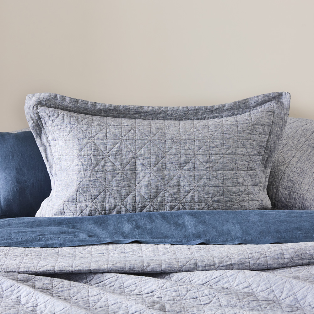 Vintage Washed Linen Navy Marle Quilt Cover Separates | Adairs