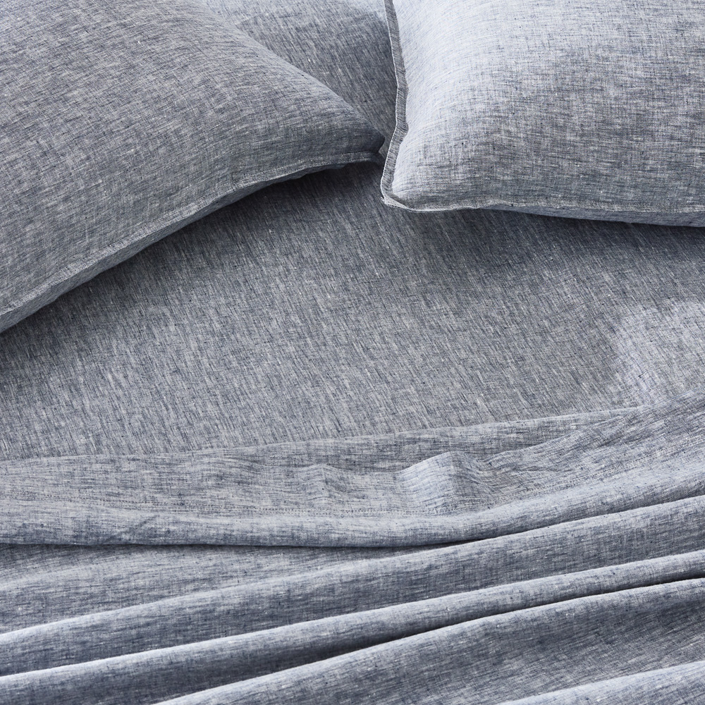 Vintage Washed Linen Navy Marle Sheet Separates | Adairs