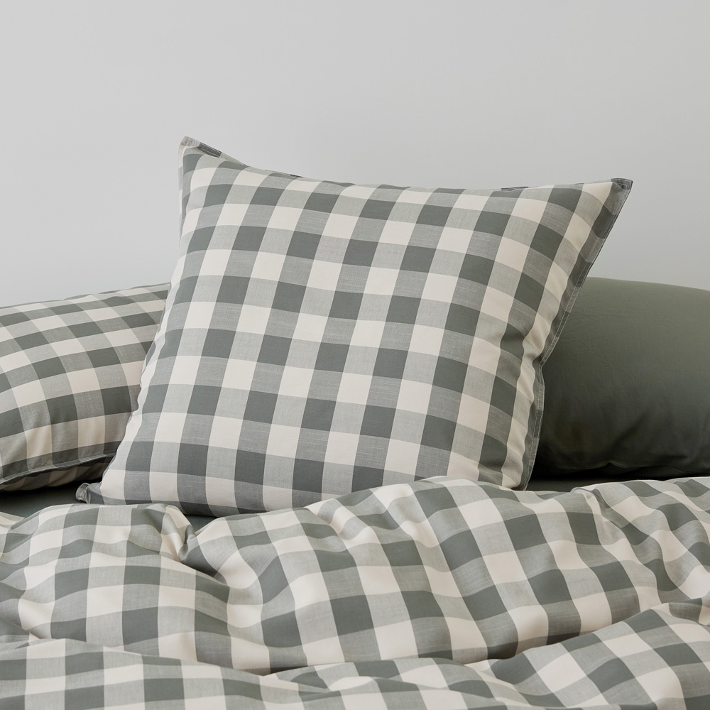 Bamboo Linen Cypress Check Quilt Cover Separates | Adairs