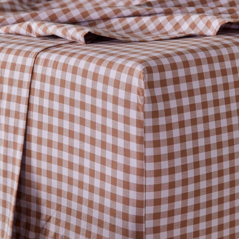 Stonewashed Cotton Printed Lilac Gingham Sheet Separates Adairs