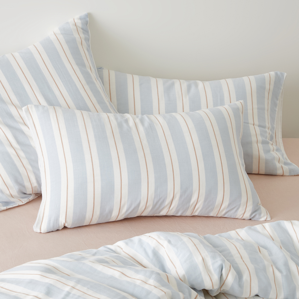 Cove Sky Blue Stripe Quilt Cover Set + Separates | Adairs
