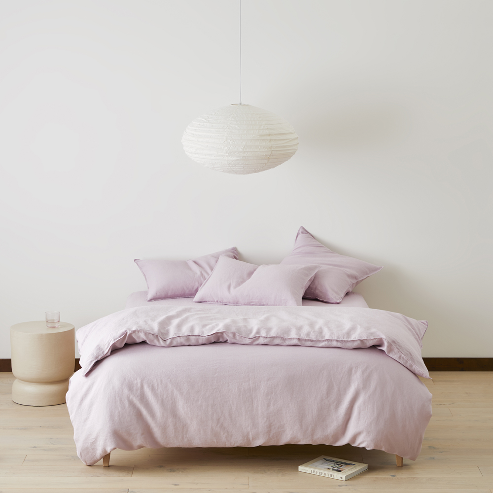 Vintage Washed Linen Mauve Quilt Cover Separates | Adairs