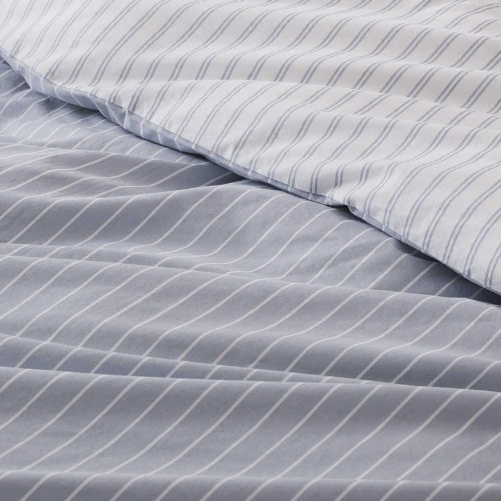 Stonewashed Cotton Blue Stripe Quilt Cover Separates | Adairs