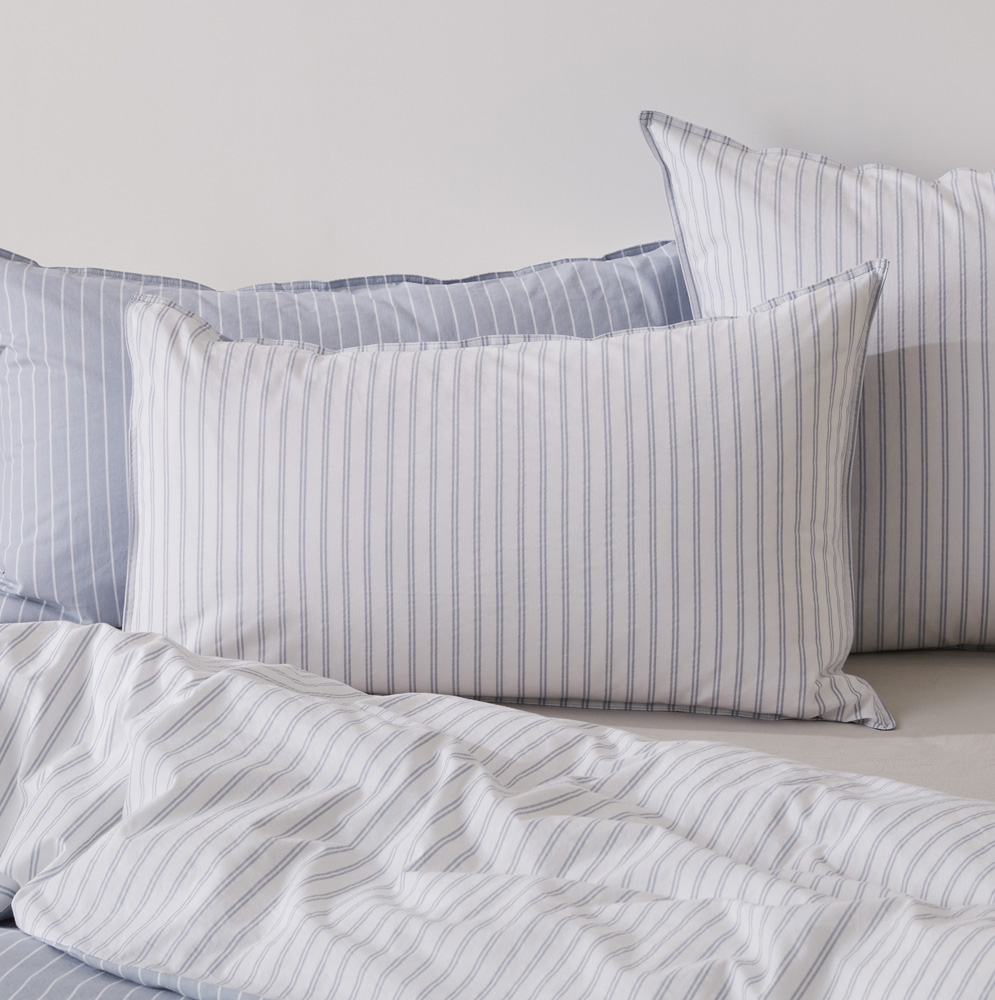 Stonewashed Cotton Cloud Stripe Pillowcases | Adairs