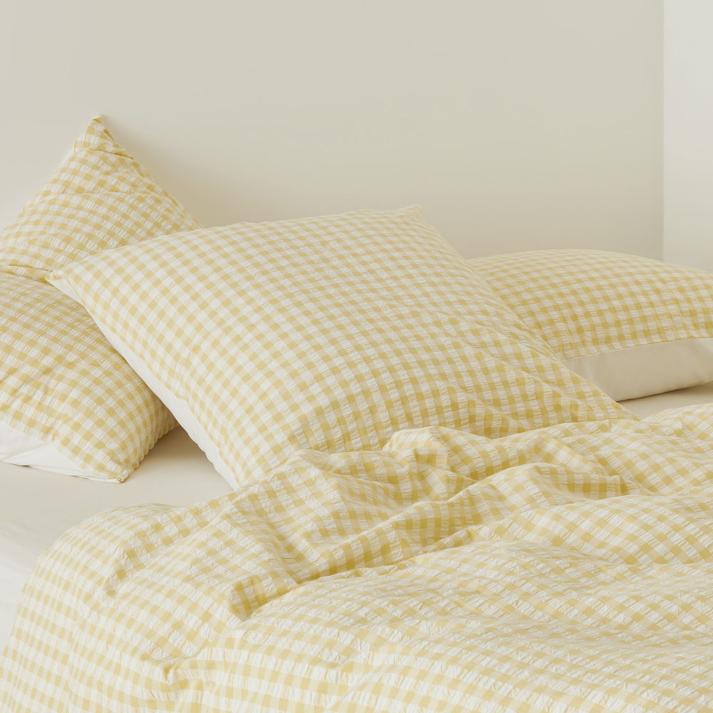 Talia French Butter Check Quilt Cover Set + Separates | Adairs