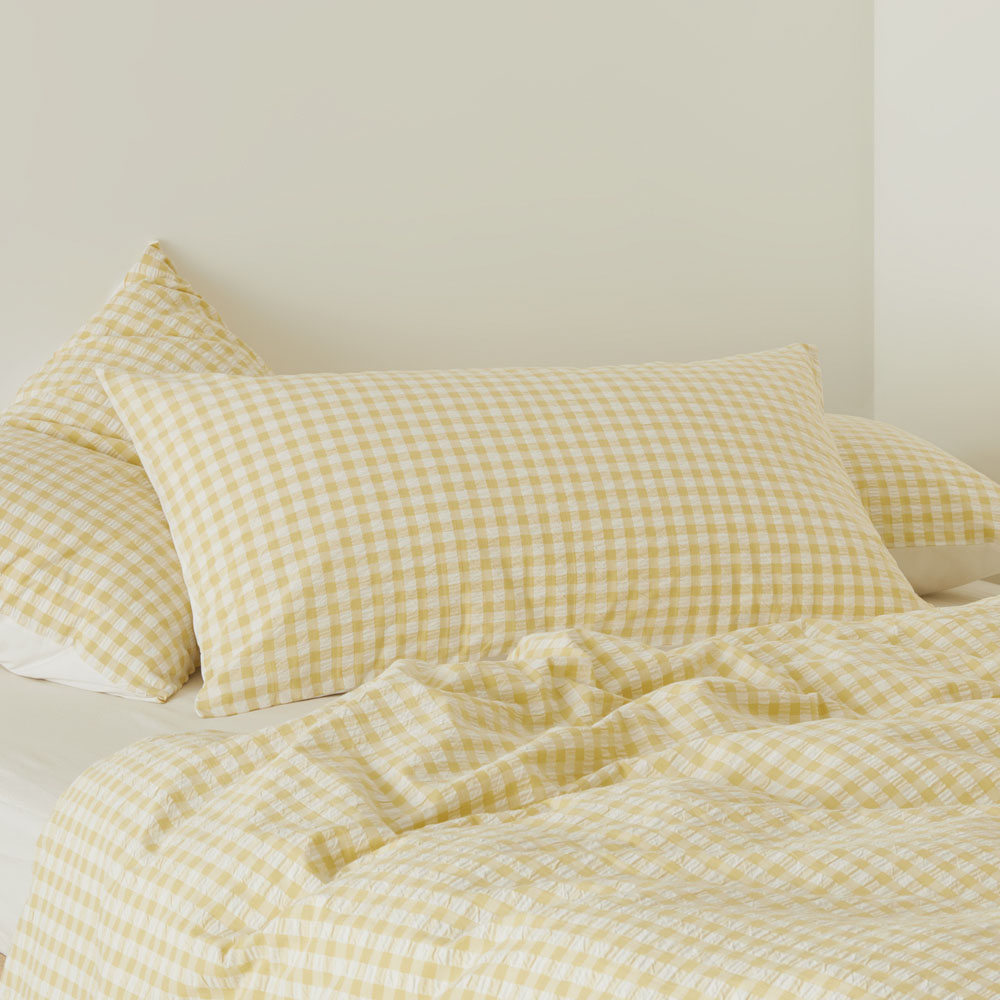Talia French Butter Check Quilt Cover Set + Separates | Adairs