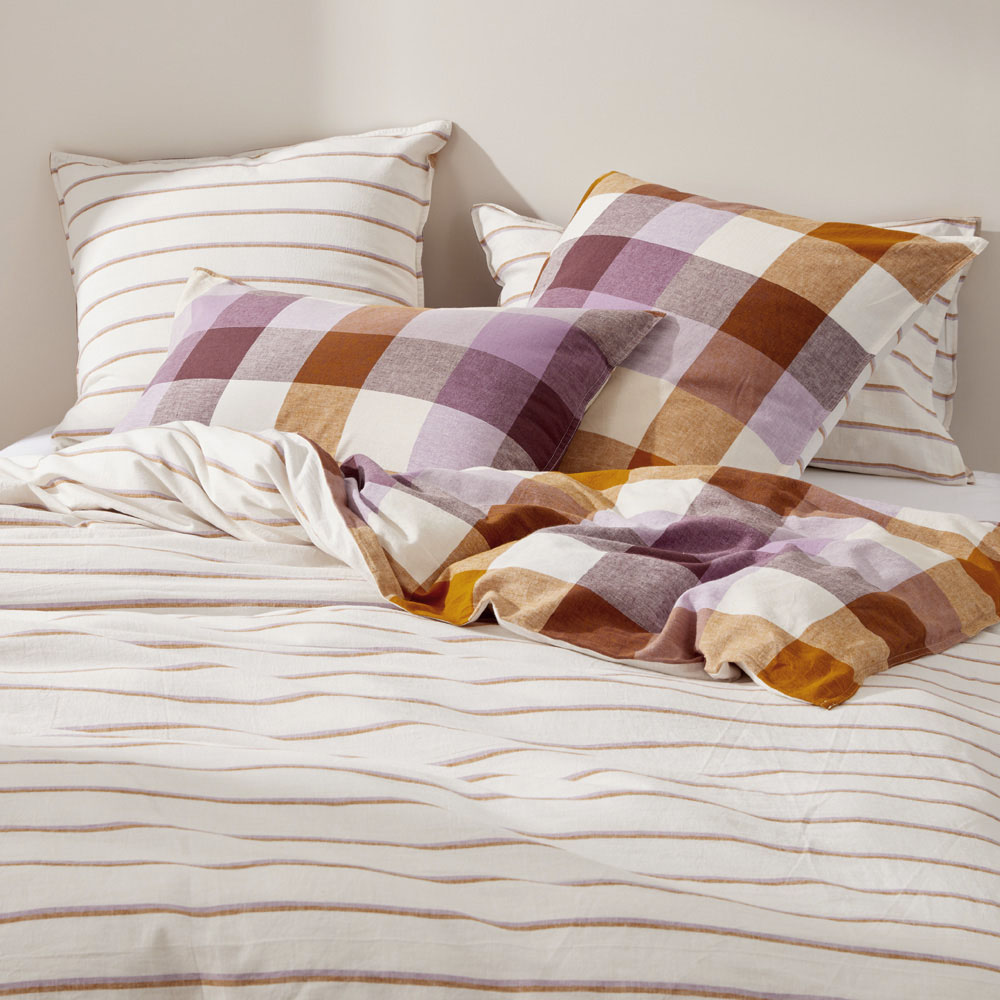 Vintage Washed Linen Cotton Grape Check Quilt Cover Set + Separates ...