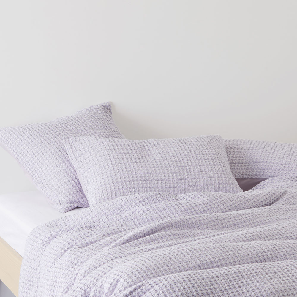 Ren Waffle Lavender Quilt Cover Separates | Adairs