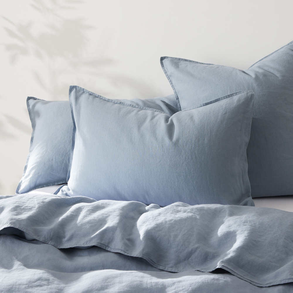 Vintage Washed Linen Dusk Blue Pillowcases | Adairs