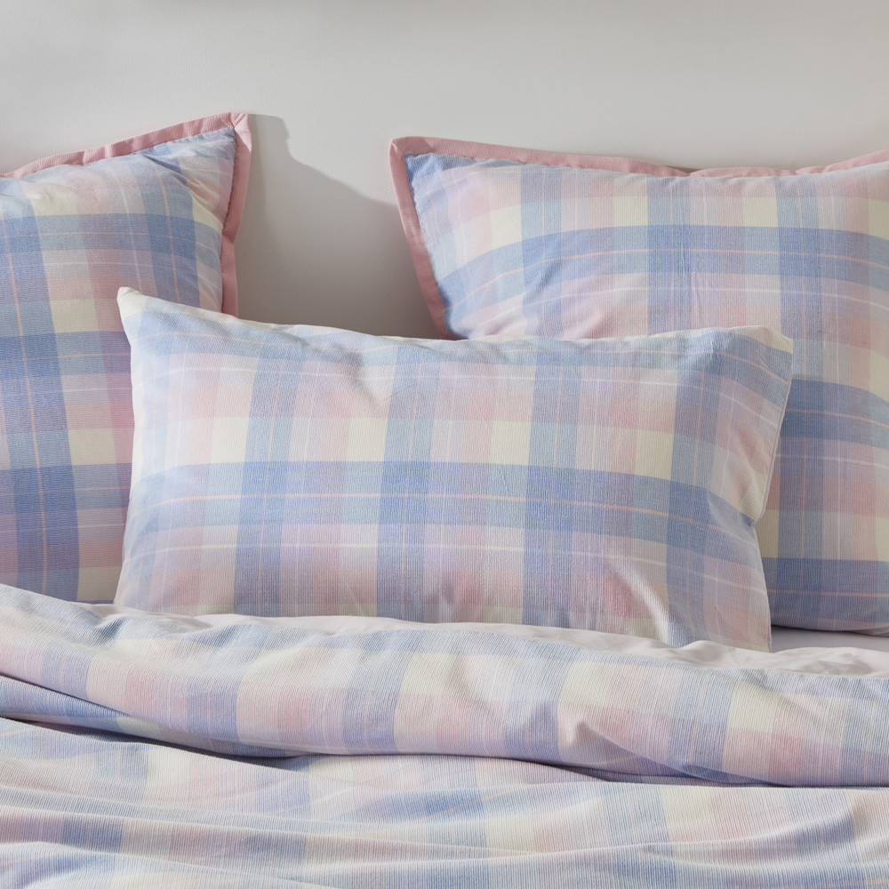 Rylee Blue Check Corduroy Quilt Cover Set + Separates | Adairs