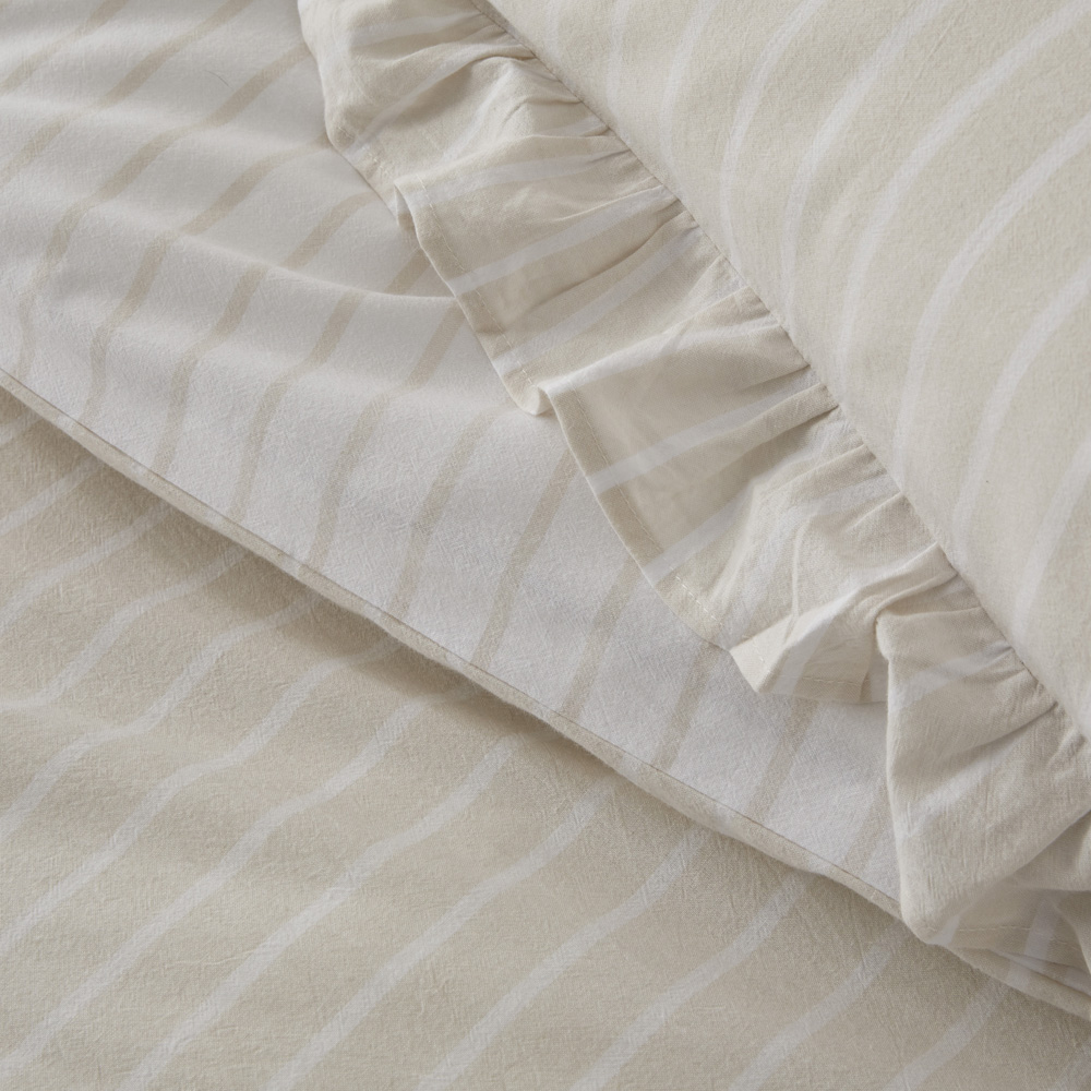 Ruffle Natural Stripe Quilt Cover Set + Separates | Adairs