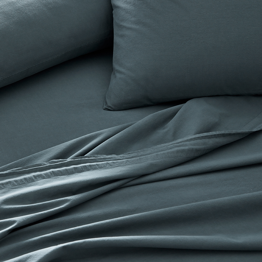 Stonewashed Cotton Dark Slate Sheet Set | Adairs