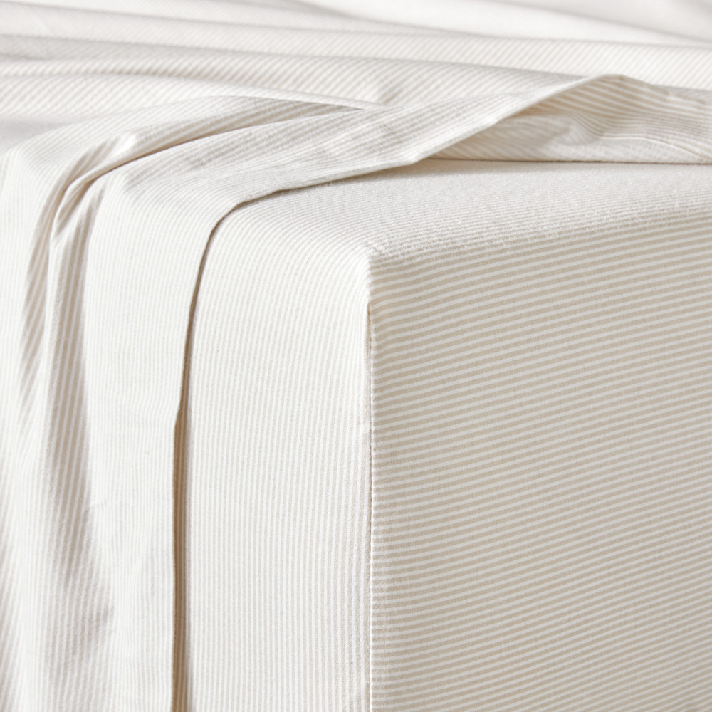 Flannelette Printed Sand Stripe Sheet Set | Adairs