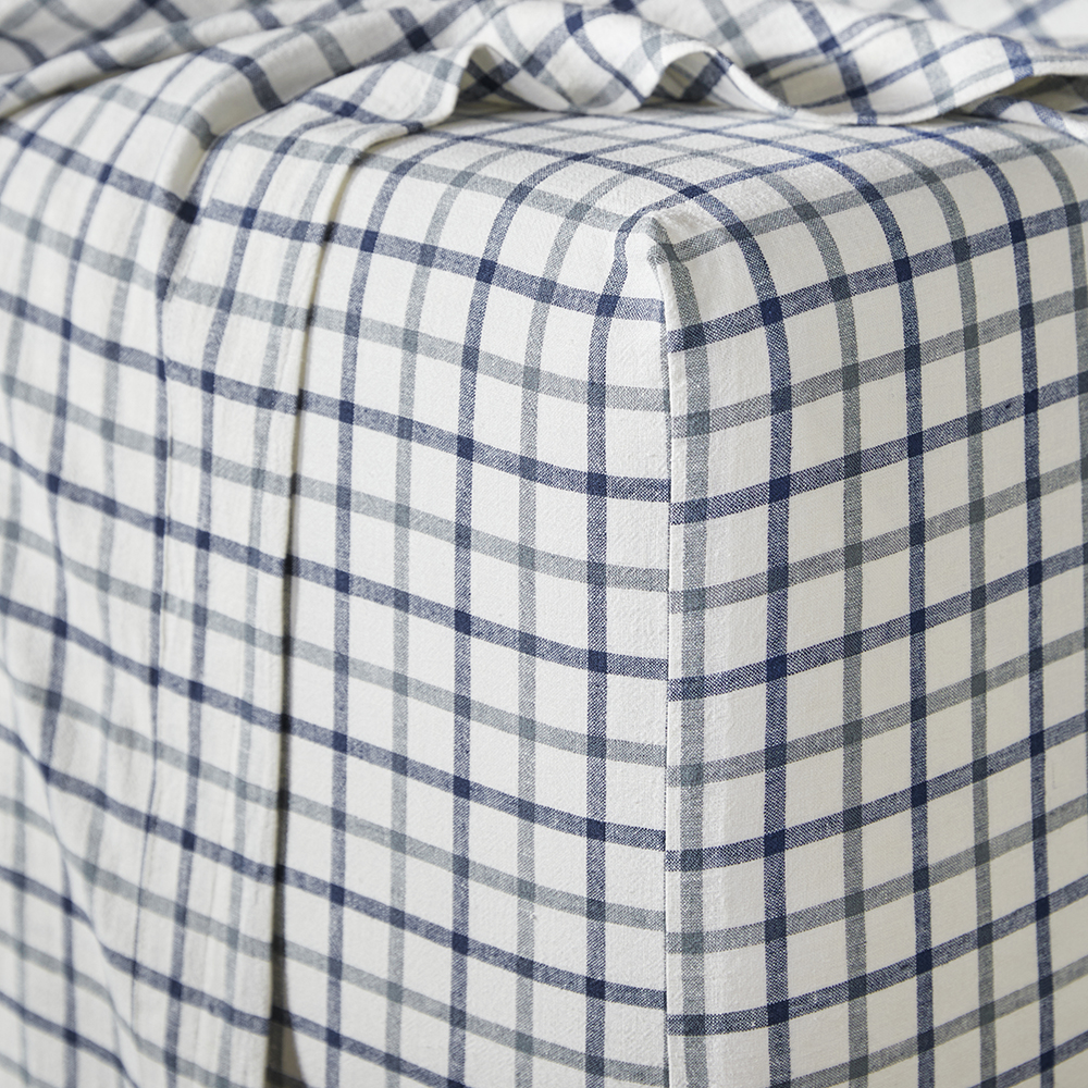 Vintage Washed Linen Cotton Stormy Blue Check Sheet Set | Adairs