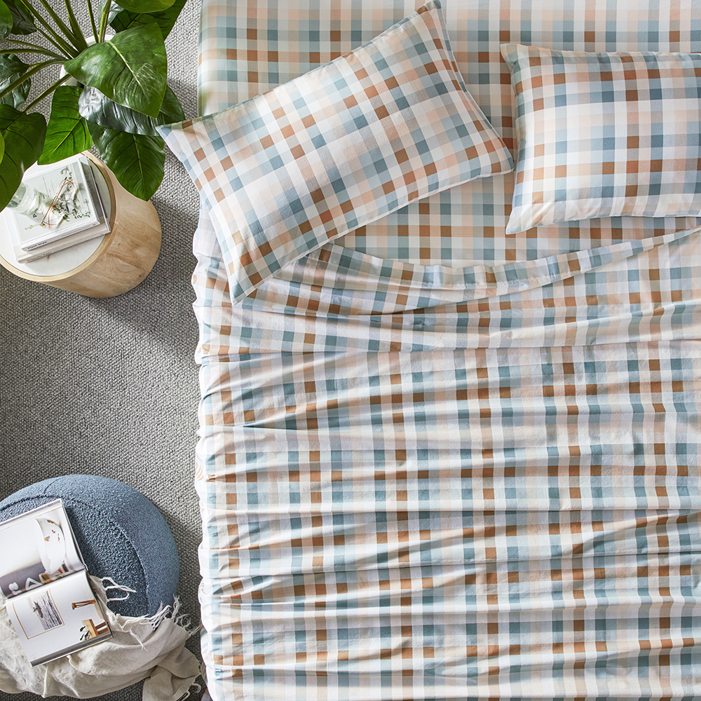 Dust Storm Petrol Check Printed Sheet Set | Adairs