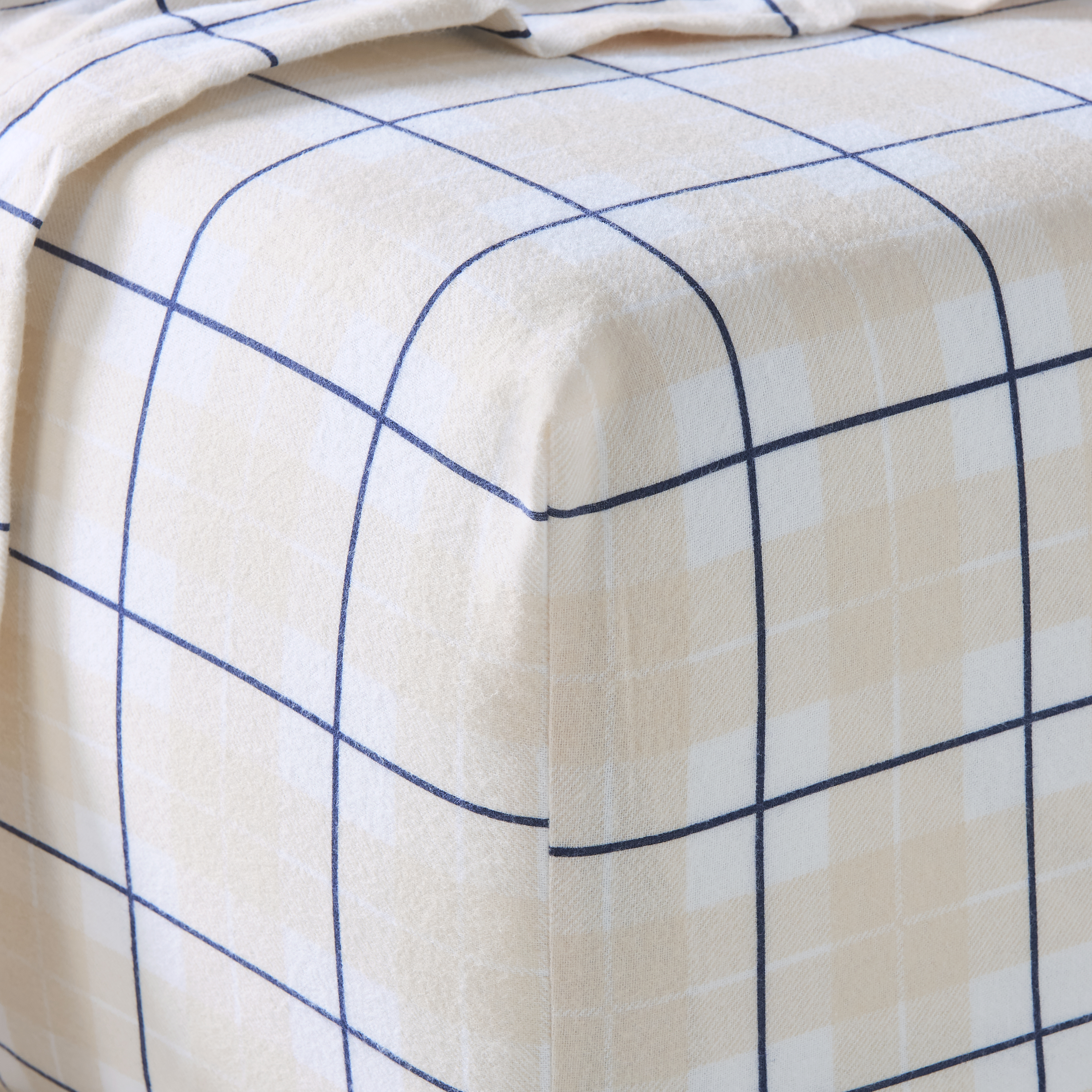 Printed Natural Check Flannelette Sheet Set | Adairs