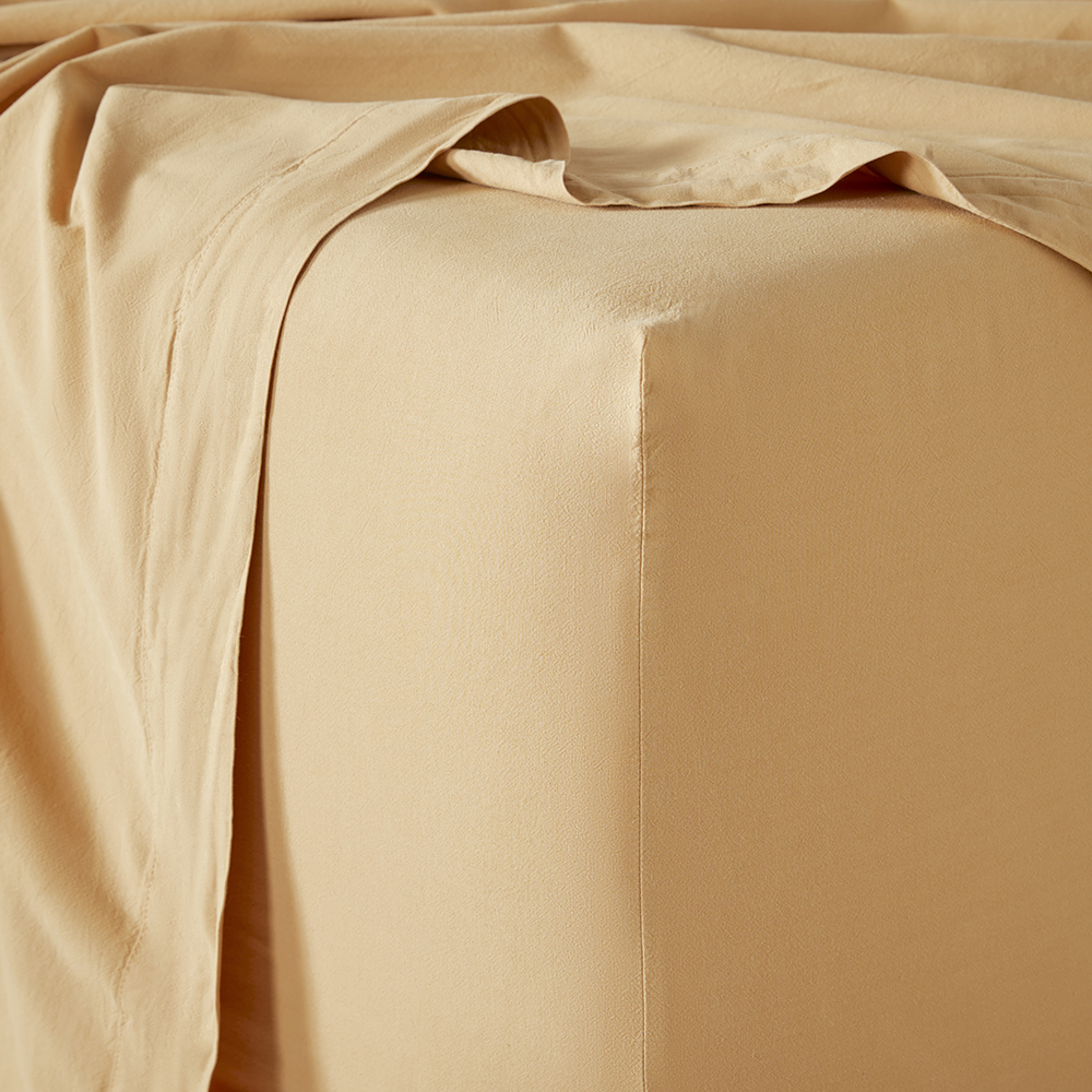 Stonewashed Cotton Gold Sheet Set | Adairs