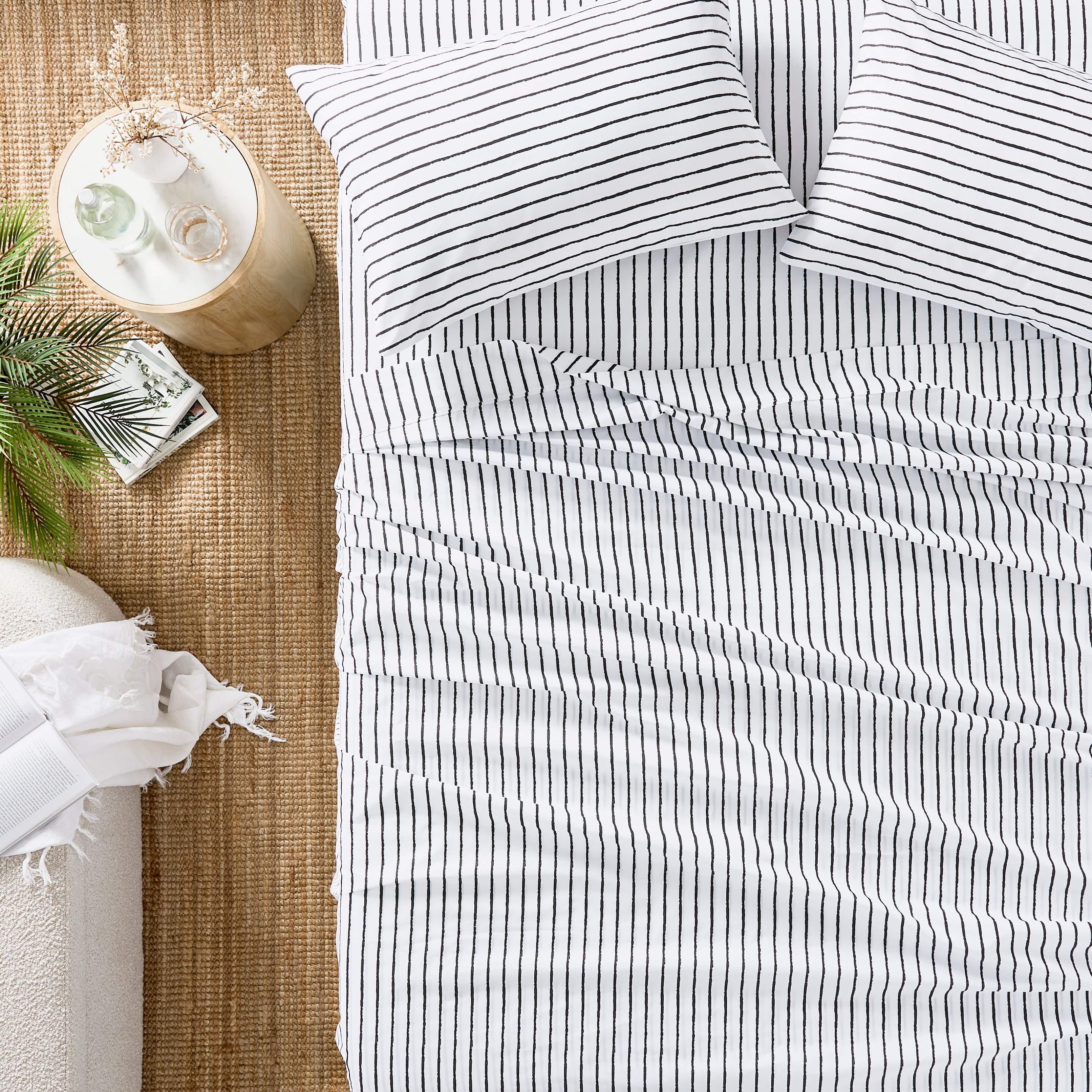 1500TC Brooklyn Printed Charcoal Stripe Sheet Separates | Adairs