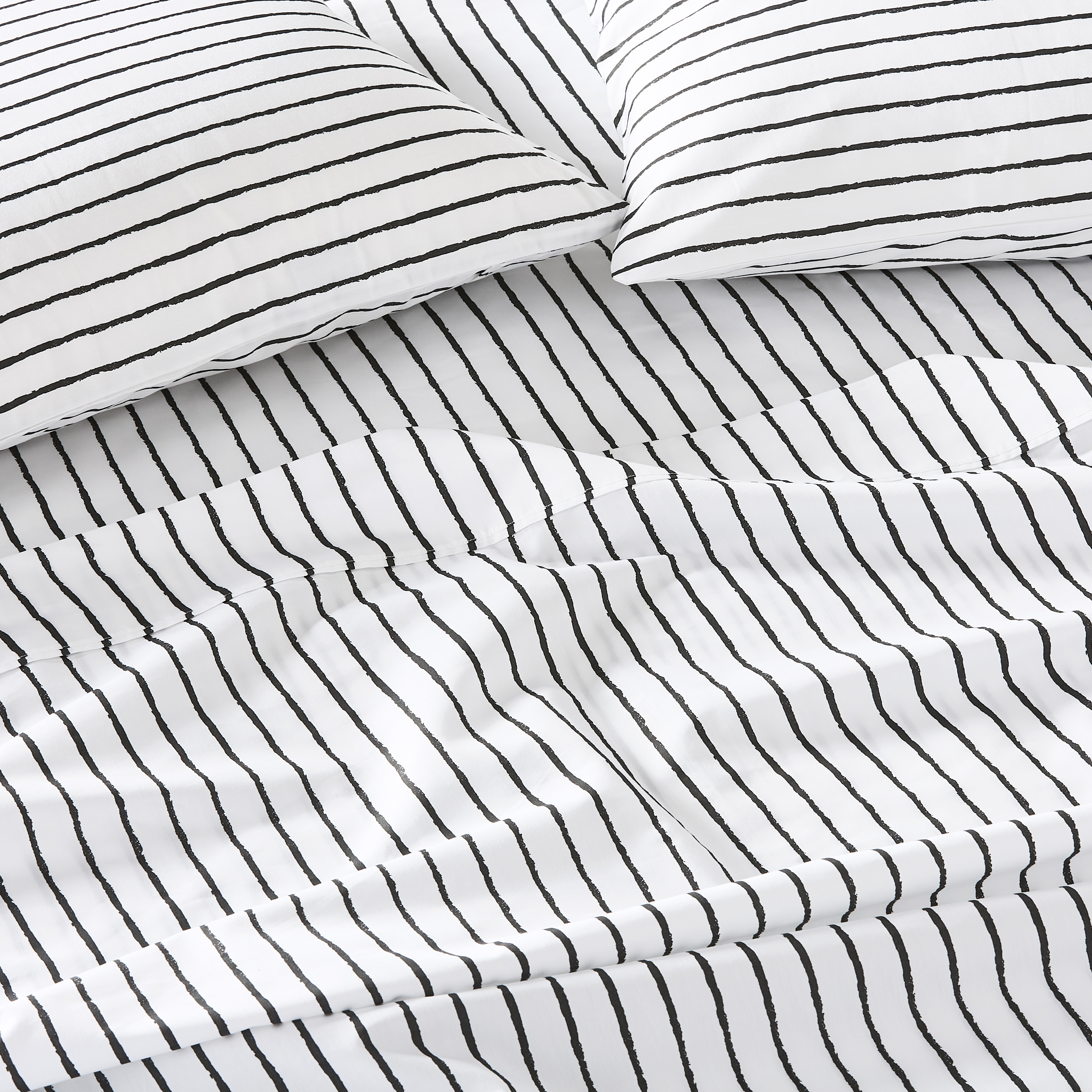 1500TC Brooklyn Printed Charcoal Stripe Sheet Separates | Adairs