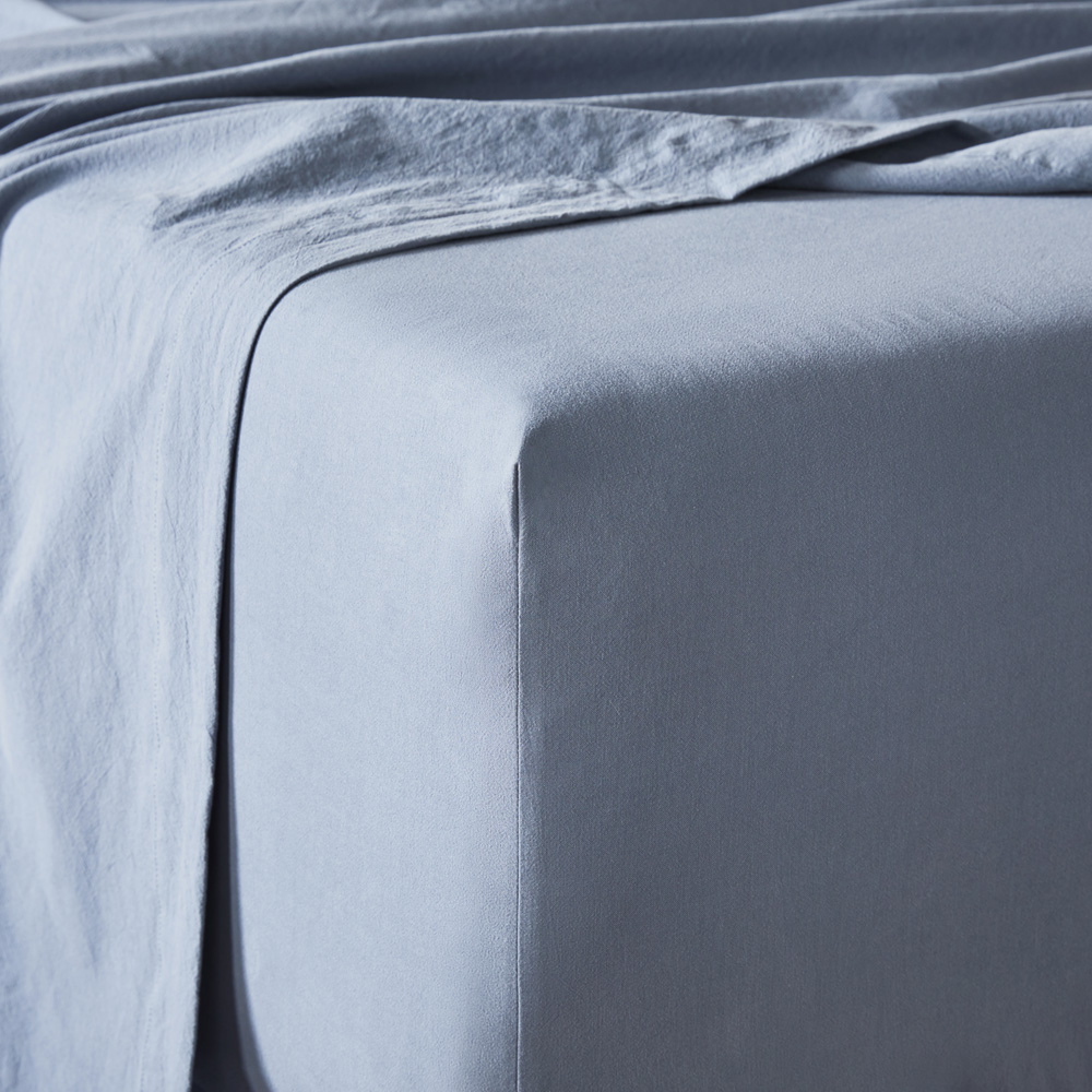 Stonewashed Cotton Storm Blue Sheet Separates | Adairs