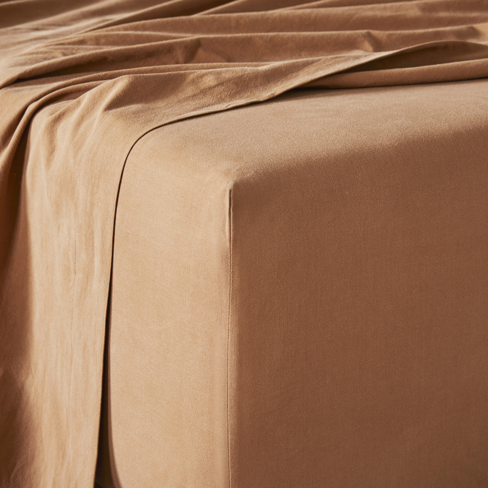 Stonewashed Cotton Cocoa Sheet Separates | Adairs