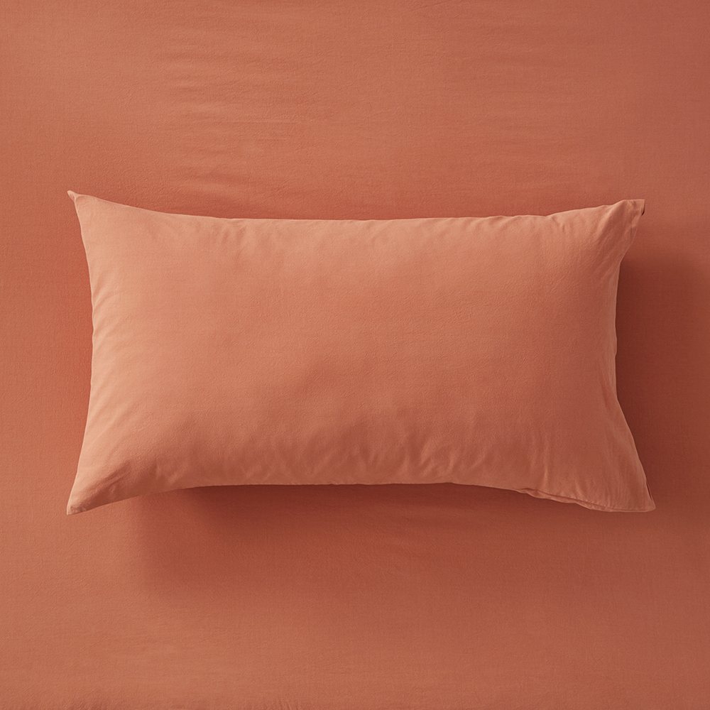 Stonewashed Cotton Paprika Sheet Separates | Adairs