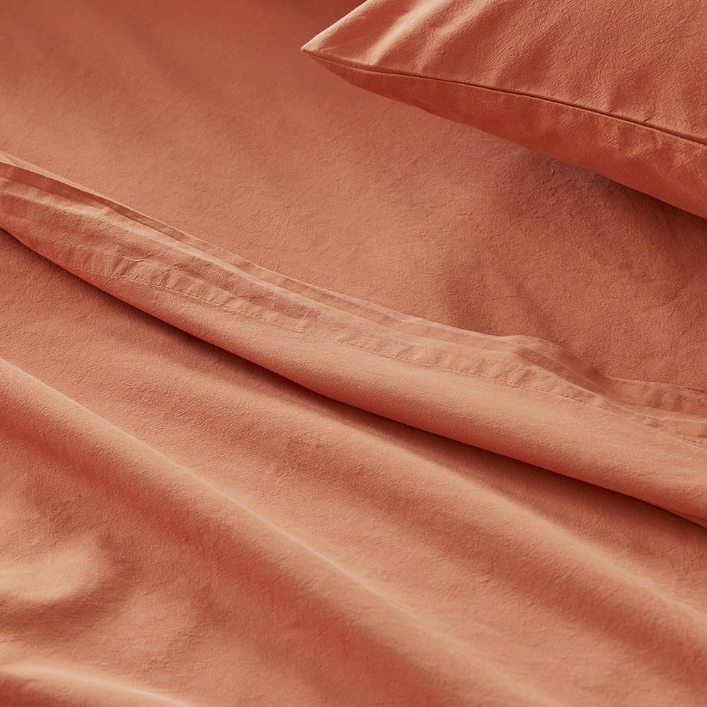 Stonewashed Cotton Paprika Sheet Set | Adairs