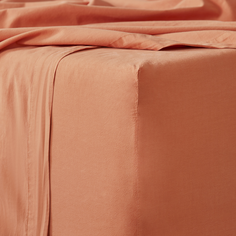 Stonewashed Cotton Paprika Sheet Set | Adairs