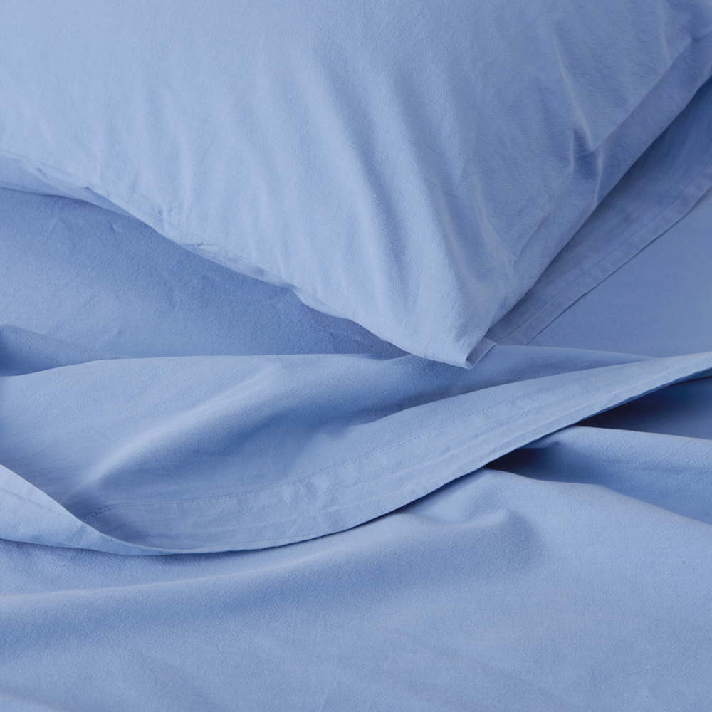 Stonewashed Cotton French Blue Sheet Set | Adairs
