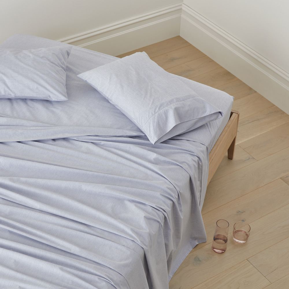 Fresh Yarn Dyed Blue Marle Sheet Set | Adairs