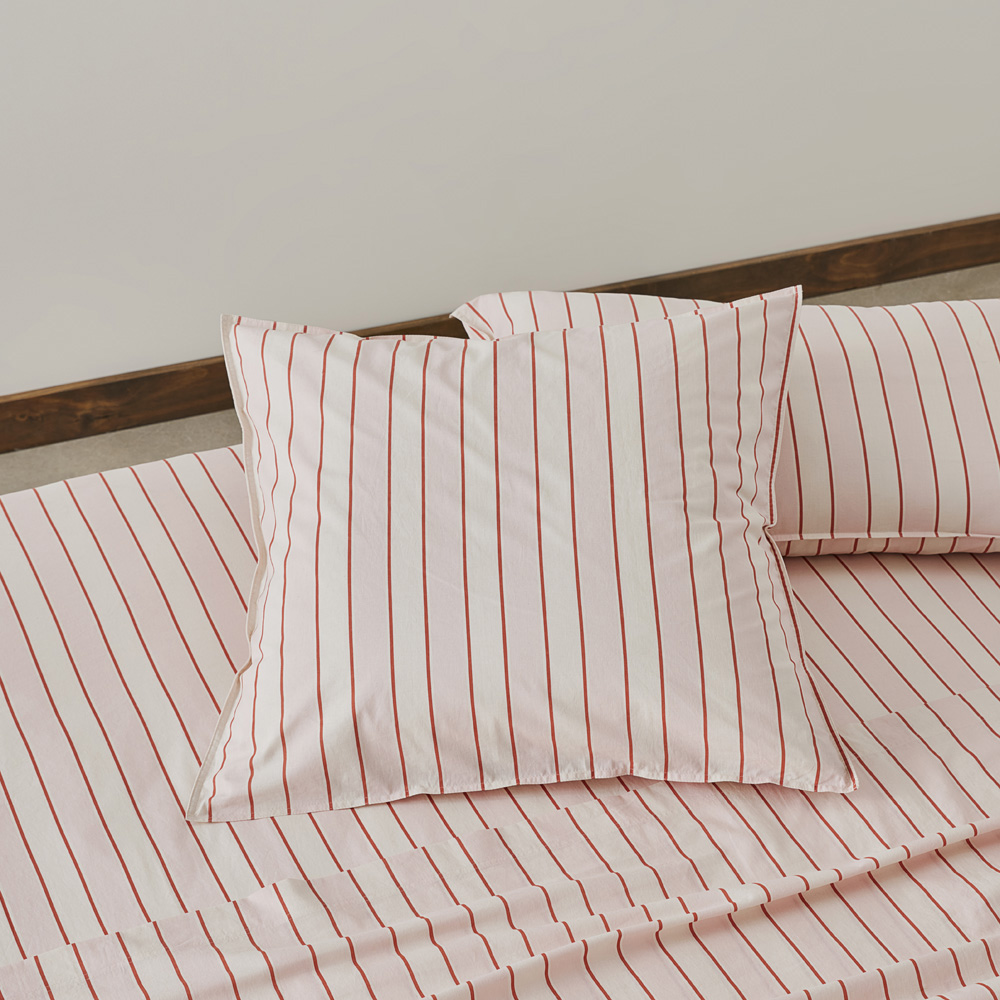Stonewashed Cotton Sunset Stripe Paprika Sheet Separates | Adairs