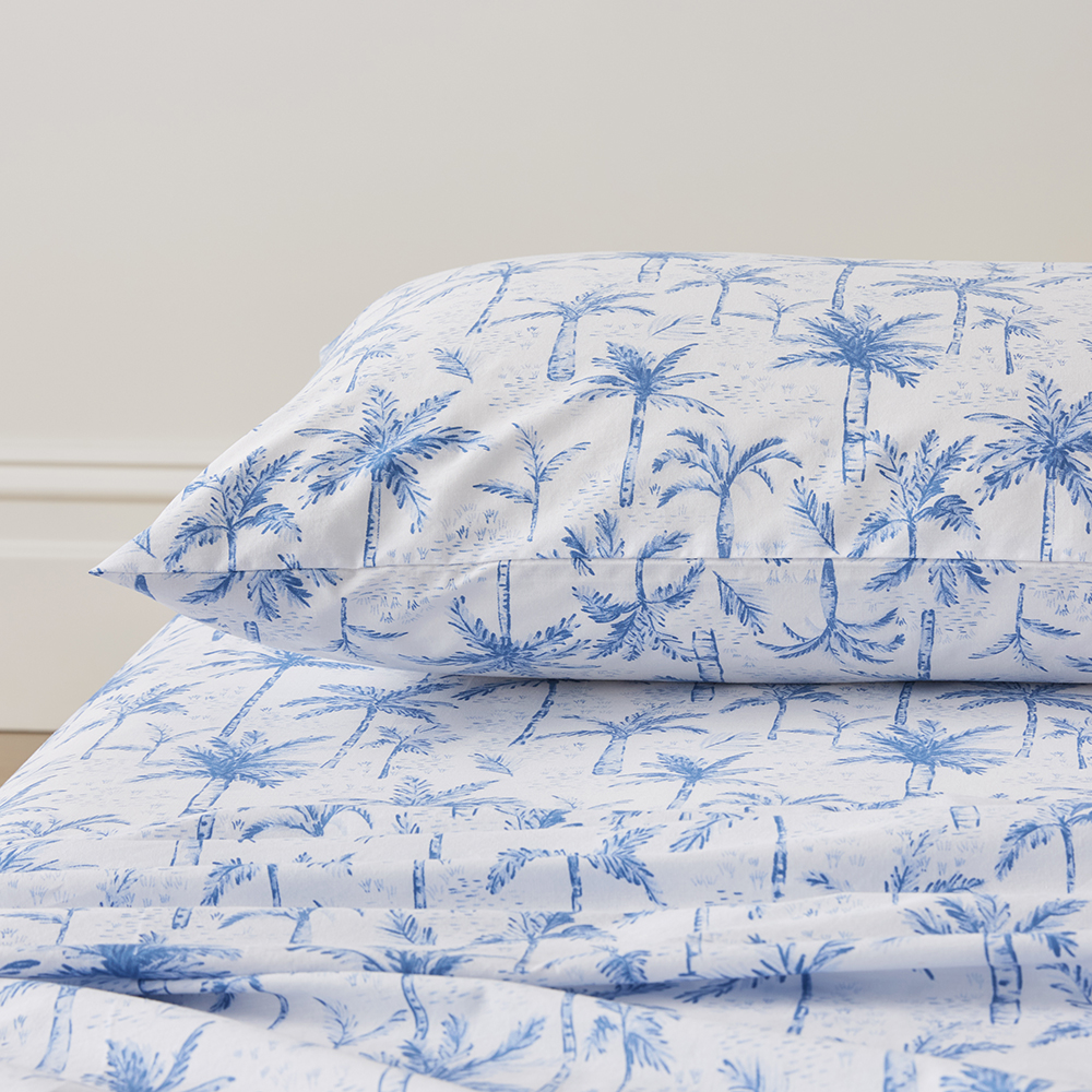 Ocean Palms Blue Printed Sheet Set | Adairs