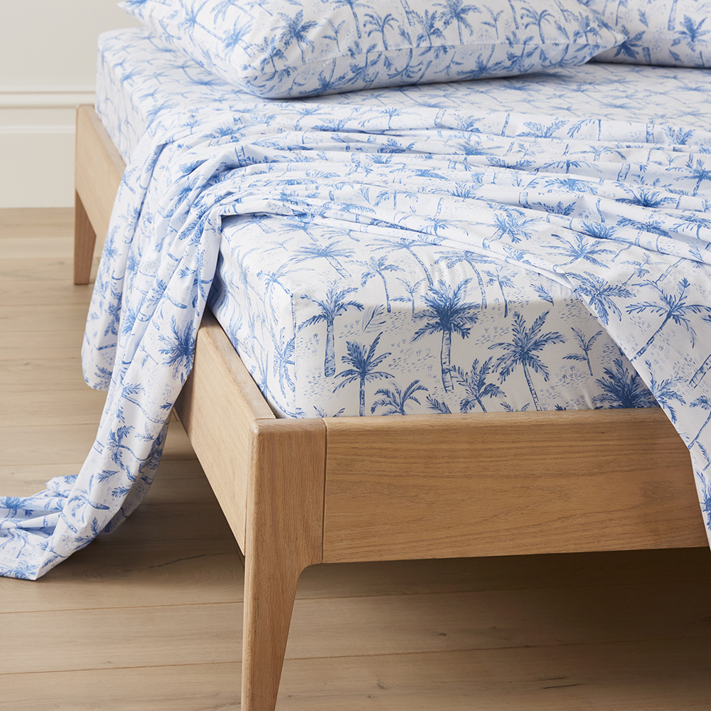 Ocean Palms Blue Printed Sheet Set | Adairs