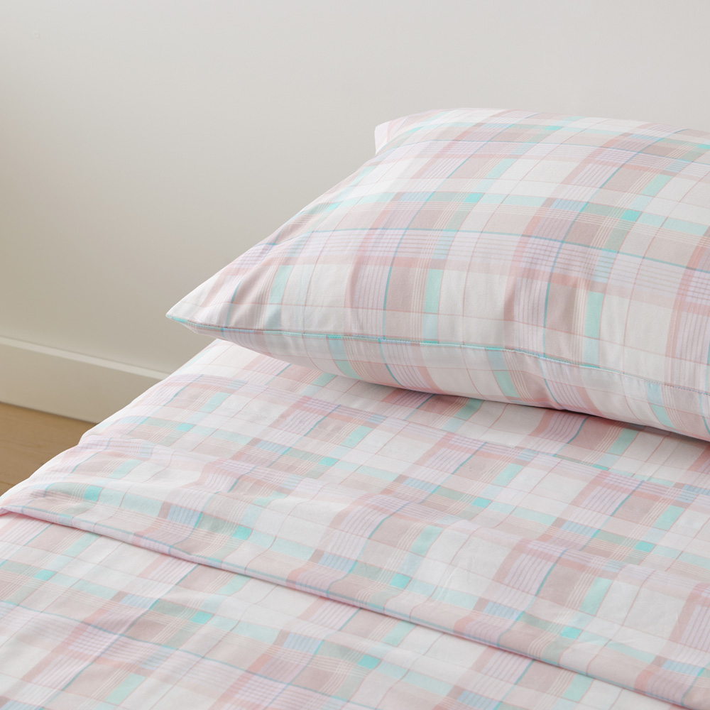 Coral Check Printed Sheet Set | Adairs