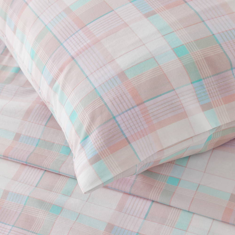Coral Check Printed Sheet Set | Adairs
