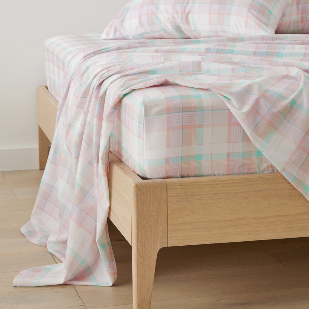 Coral Check Printed Sheet Set | Adairs