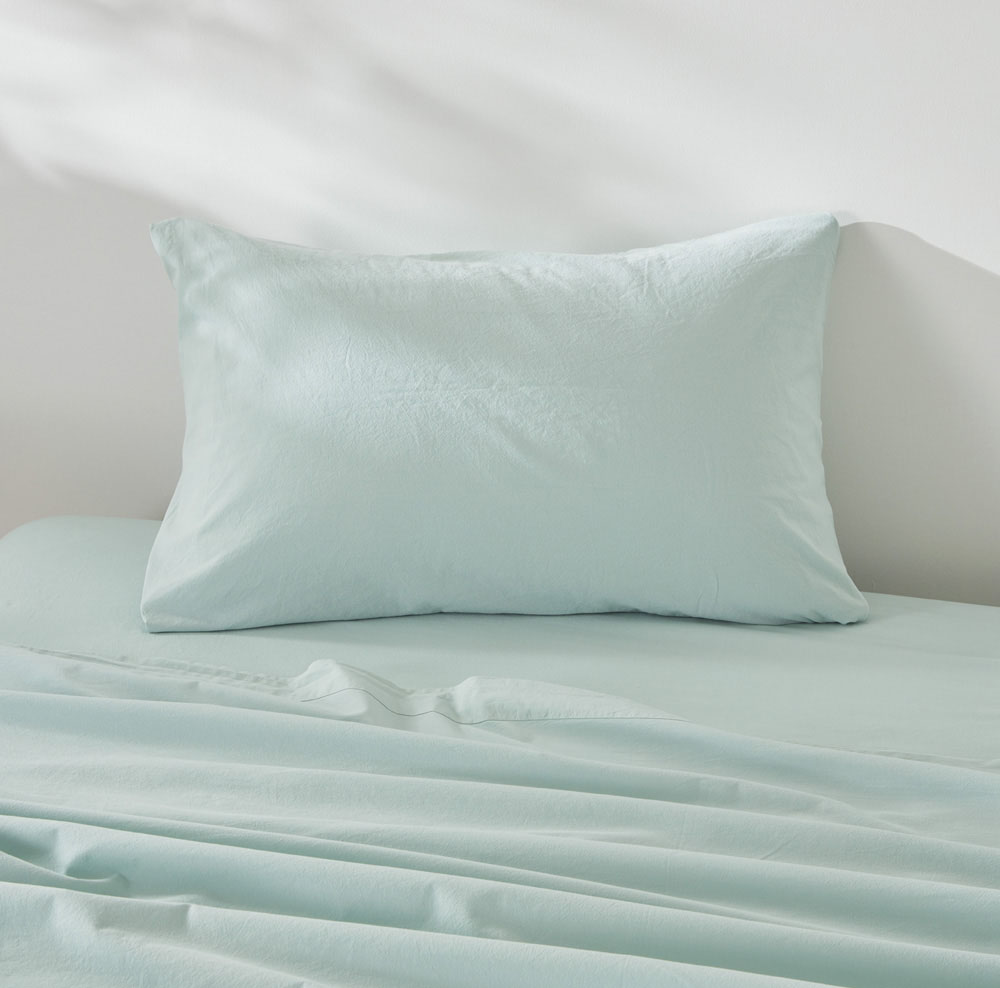 Stonewashed Cotton Mint Sheet Set | Adairs