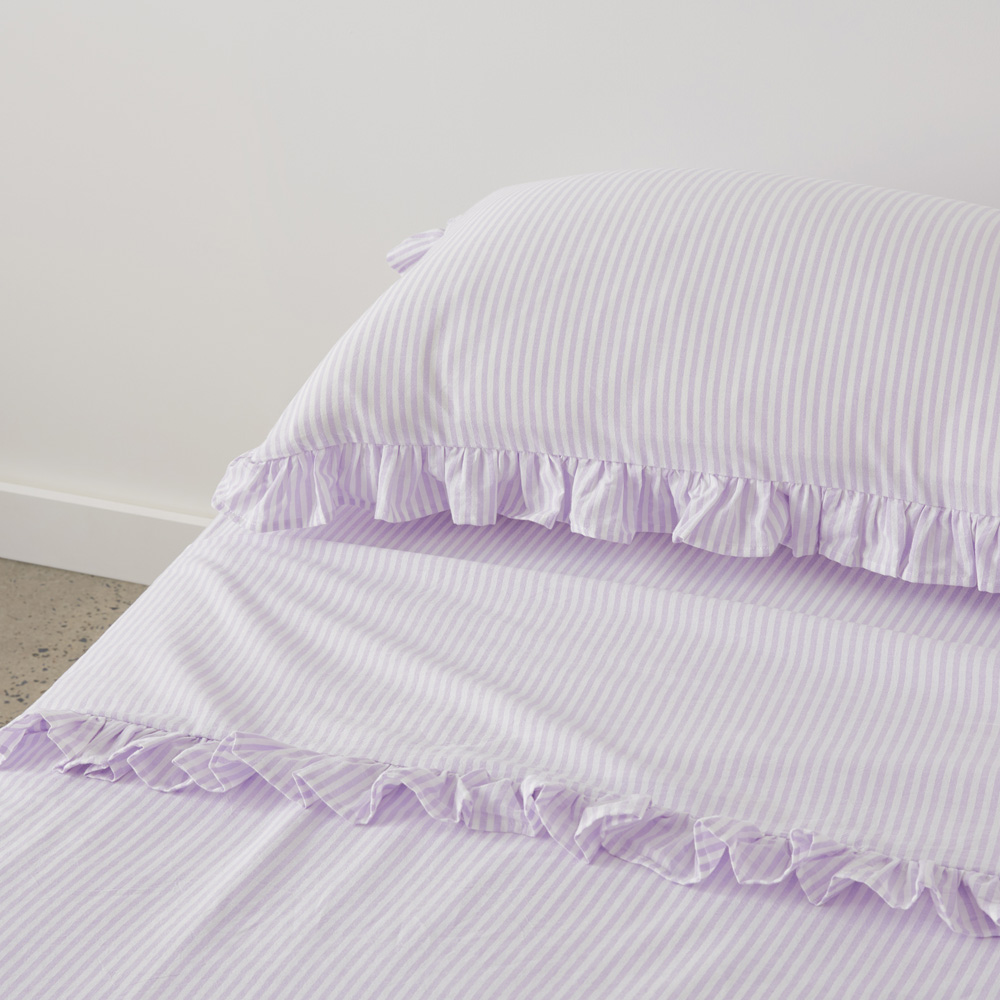 Ruffle Lilac Stripe Sheet Set | Adairs