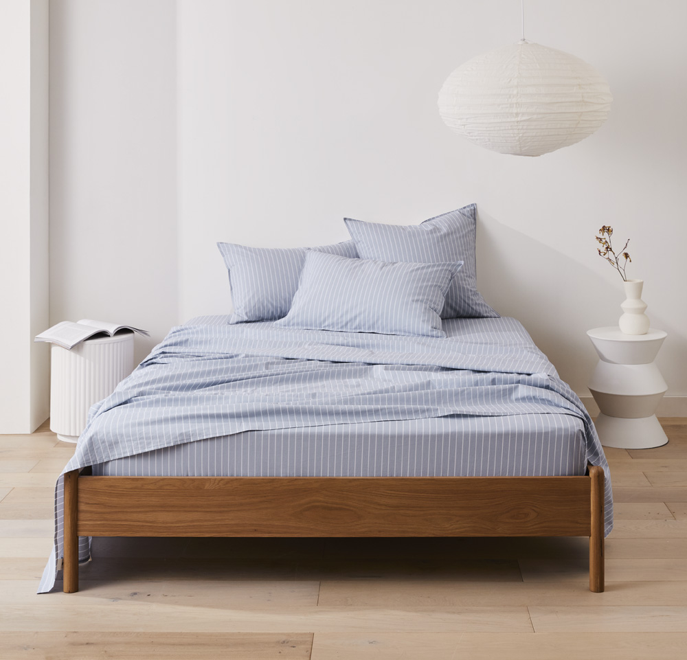 Stonewashed Cotton Ice Blue Sheet Set | Adairs