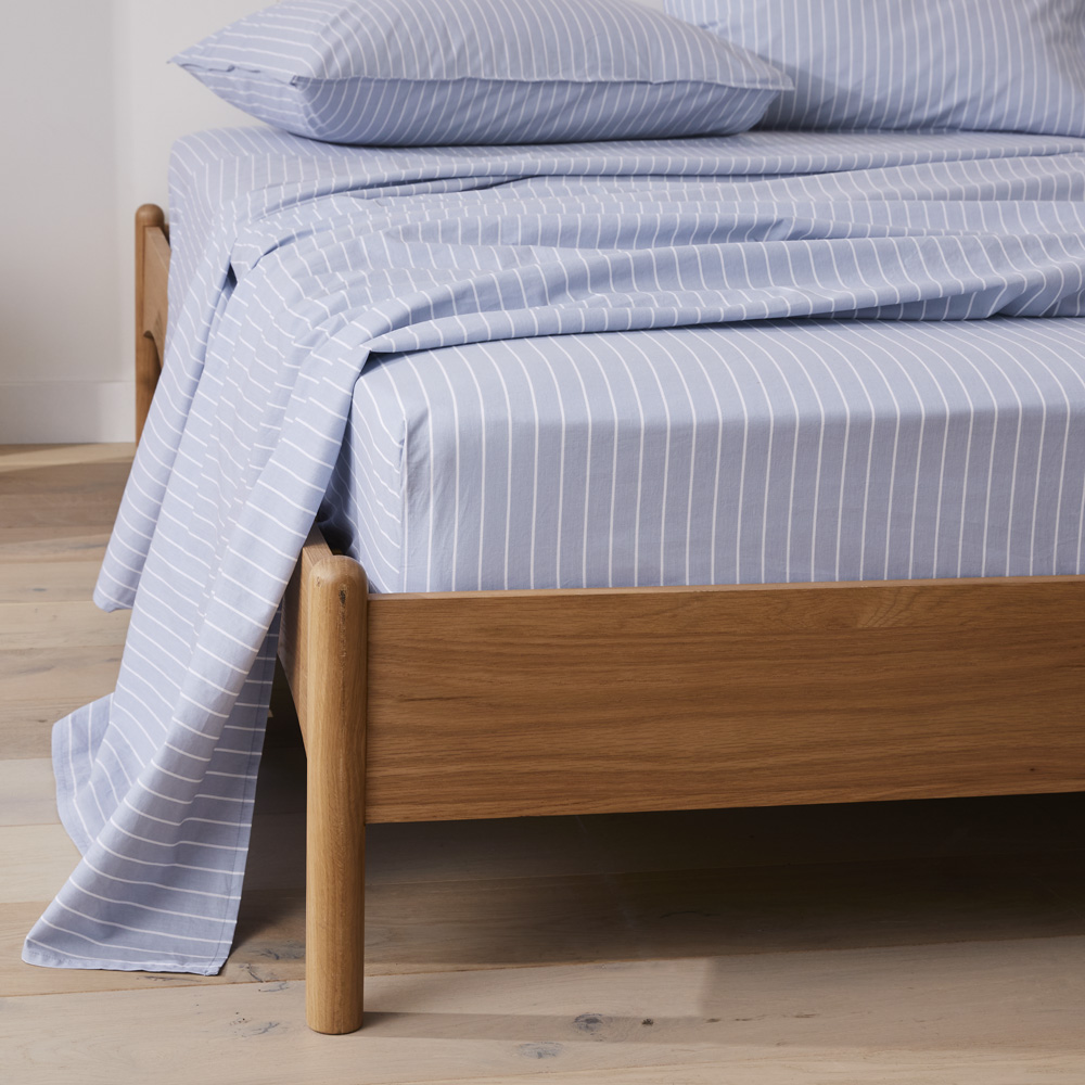 Stonewashed Cotton Blue Stripe Sheet Set | Adairs