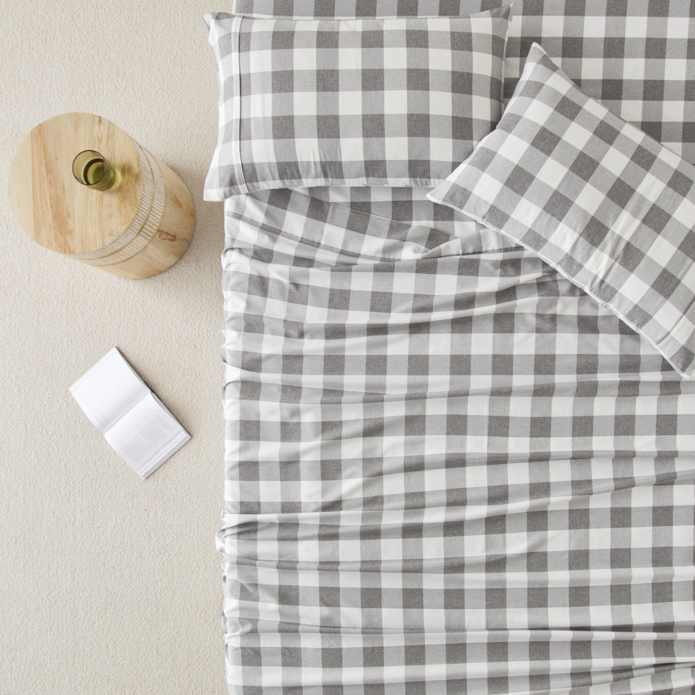 Phoenix Grey Check Printed Sheet Set | Adairs
