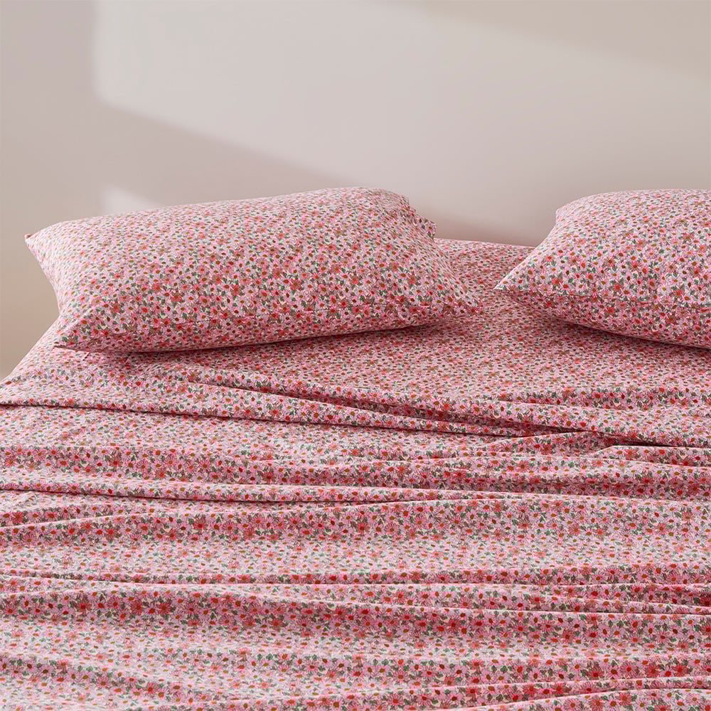 Pippa Pink Floral Printed Sheet Set | Adairs