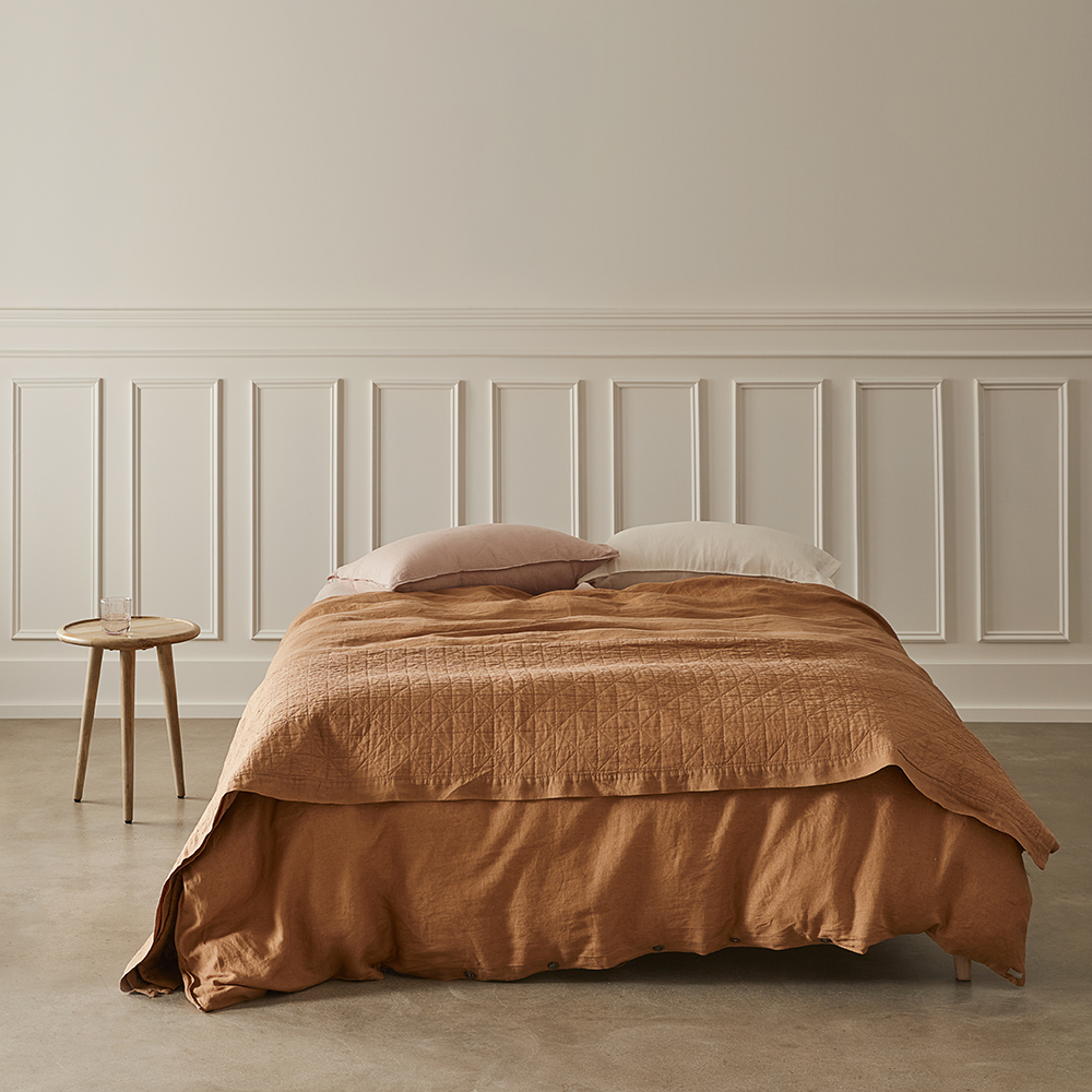 Vintage Washed Linen Caramel Quilt Cover Separates | Adairs
