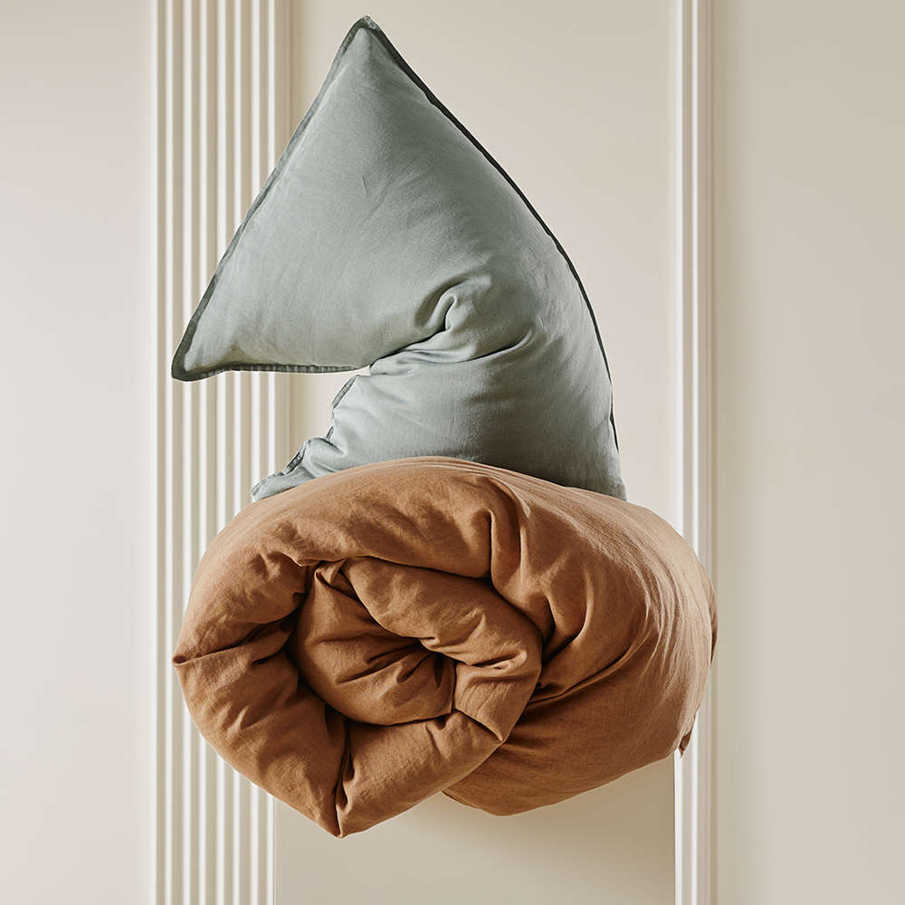Vintage Washed Linen Caramel Quilt Cover Separates | Adairs
