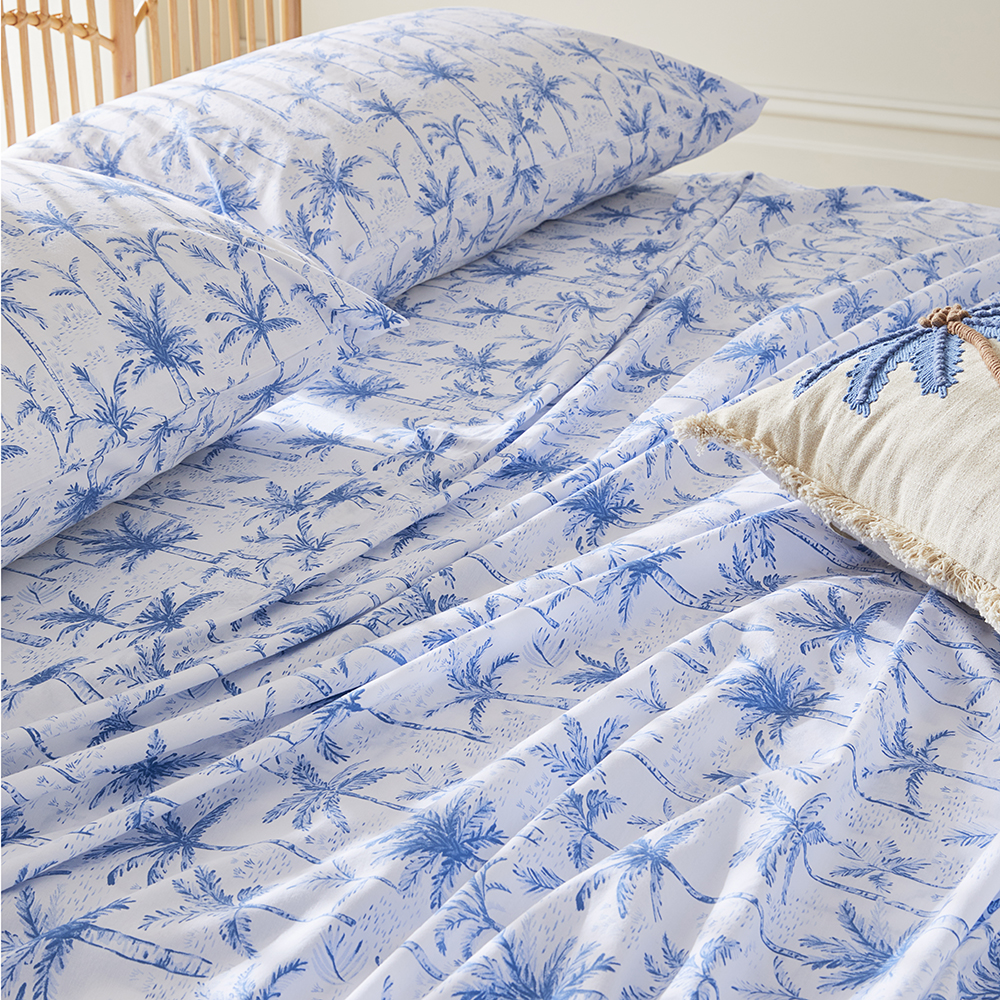 Ocean Palms Blue Printed Sheet Set | Adairs