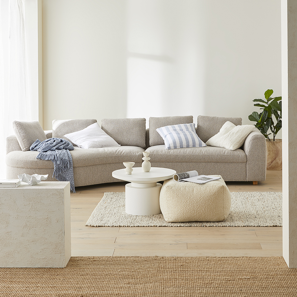 Belfast Beige Boucle Curved Sofa Adairs