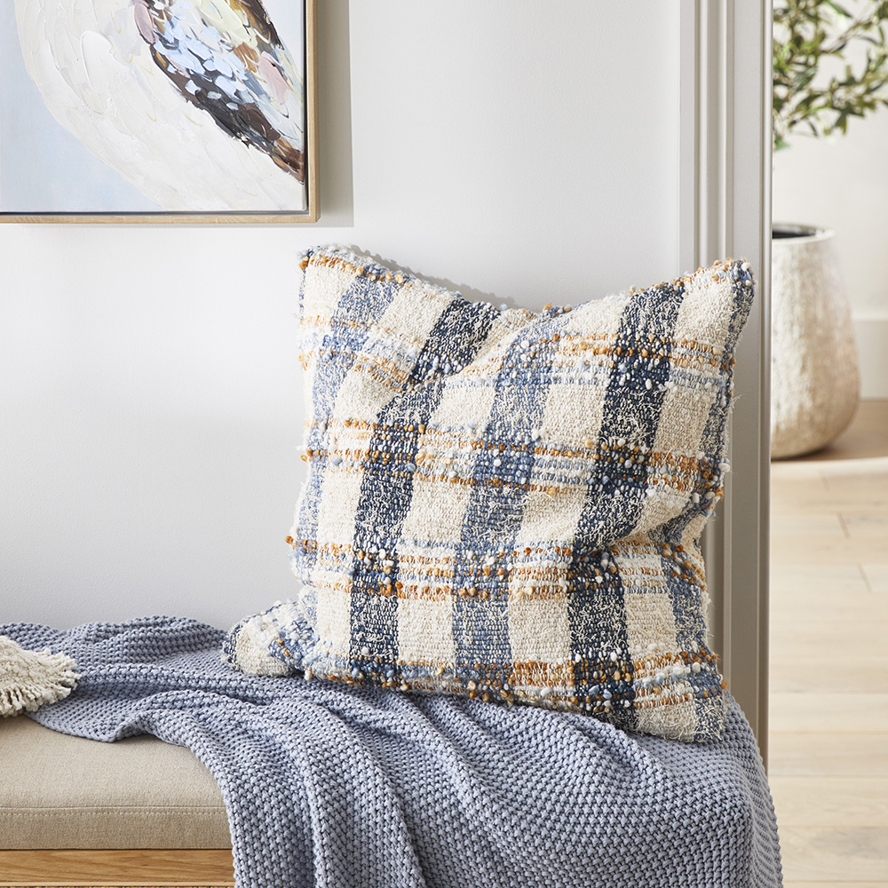 Heidelberg Blues Check Cushion | Adairs