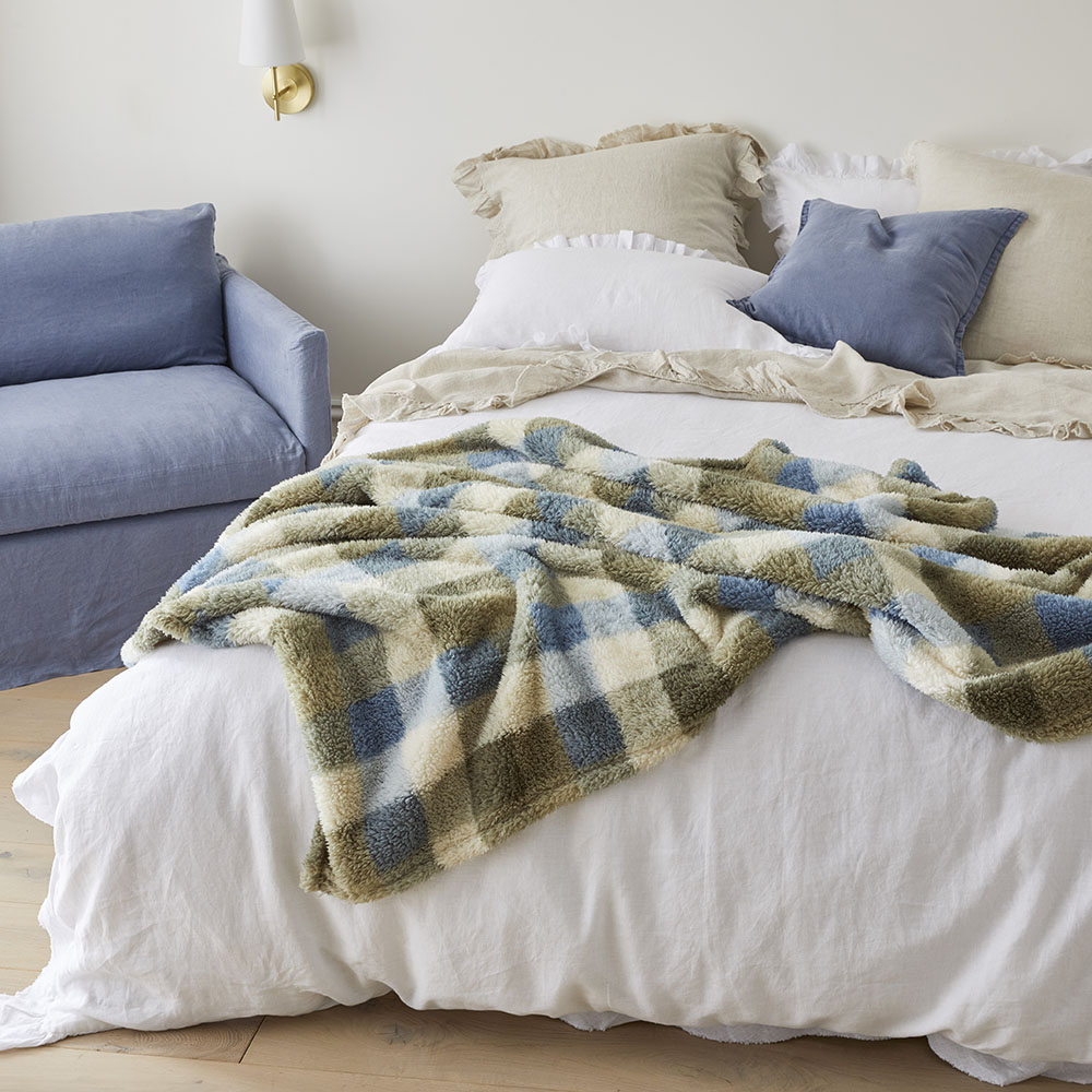 Cloud Green Check Throw | Adairs