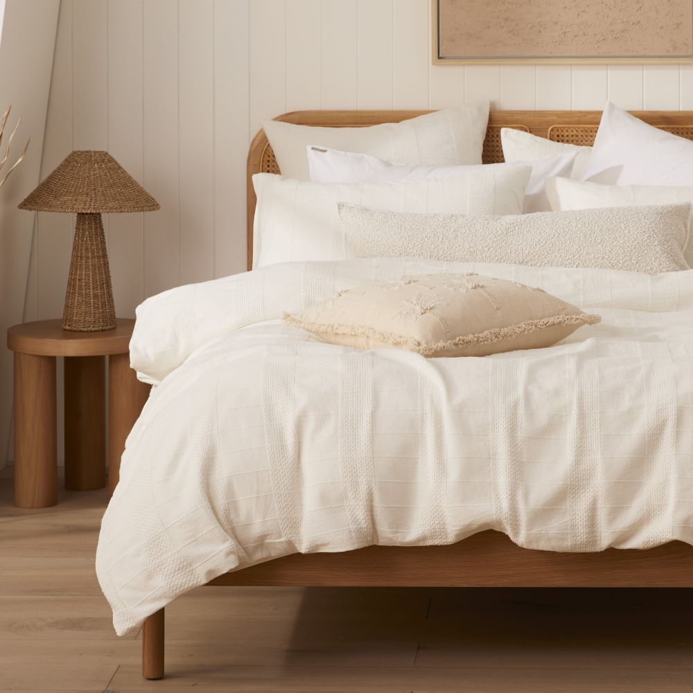 Hervey Off White Quilt Cover Set + Separates | Adairs