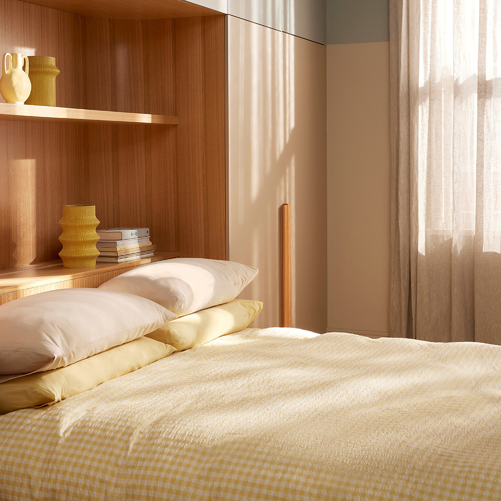 Talia French Butter Check Quilt Cover Set + Separates | Adairs